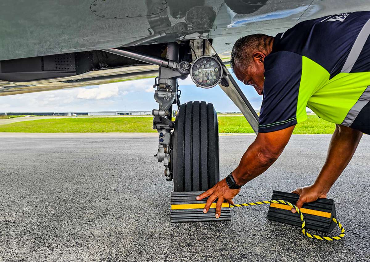 Aircraft Servicing Essentials: Wheel Chocks and Pitot Tube Covers for ...